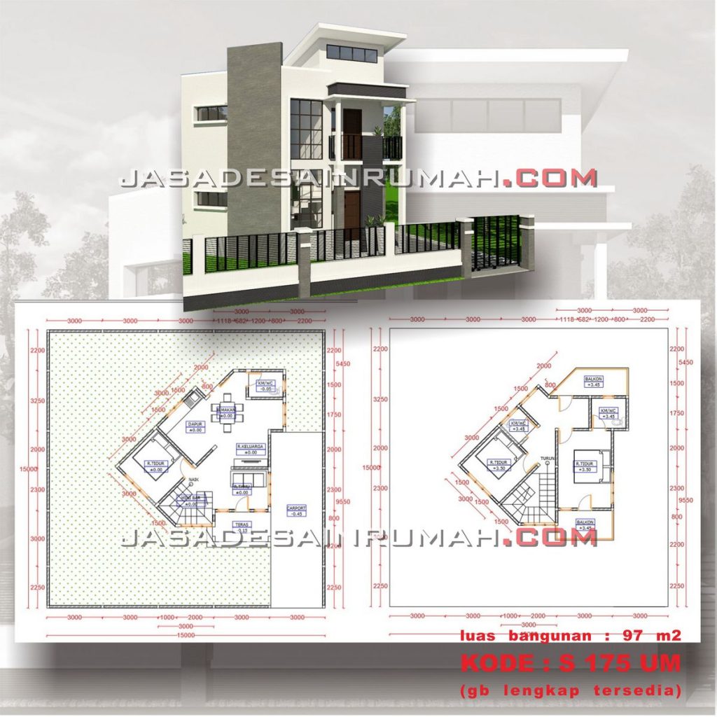 Desain Rumah Unik Modern Asimetris 2 Lantai di Bandung | Jasa Desain ...