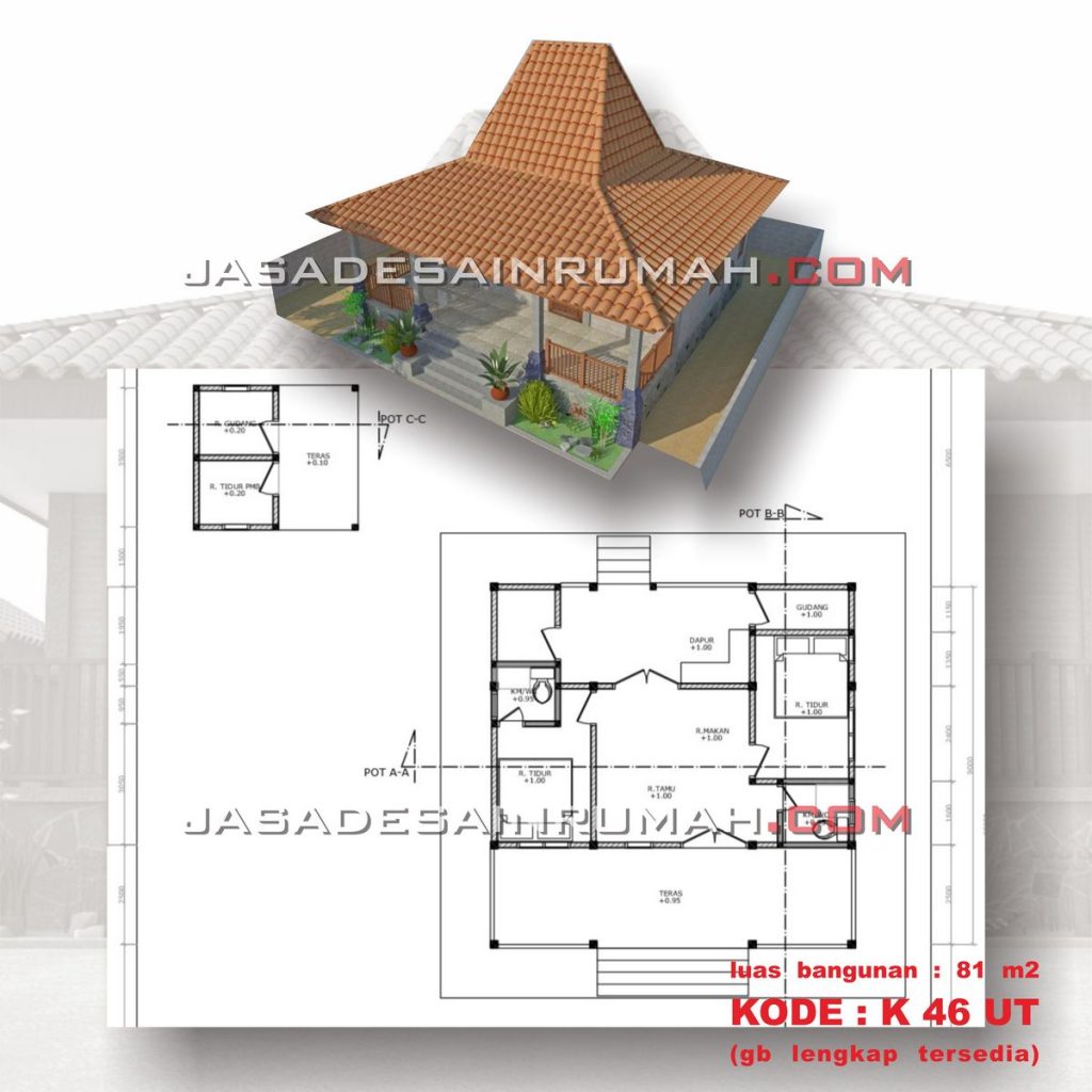 Rumah Kecil Denah Simple dengan Model Atap Joglo Tradisional Jawa ...