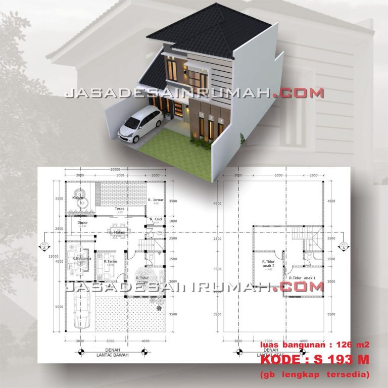 Rumah 2 Lantai Lebar 10 Meter Simple Minimalis 4 Kamar | Jasa Desain ...
