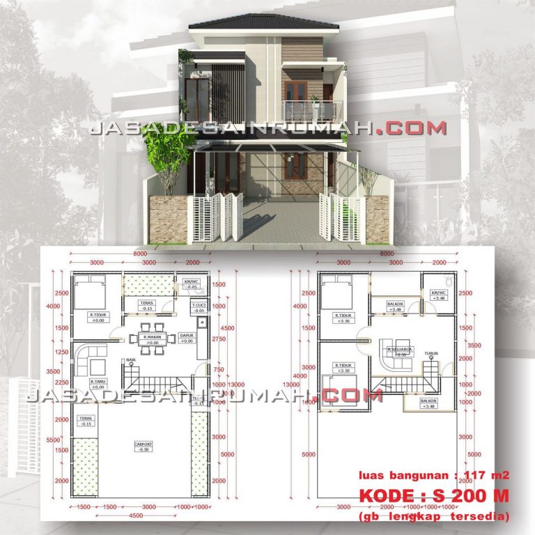 Rumah Simple Modern 2 Lantai Lebar 8 meter di Probolinggo | Jasa Desain ...