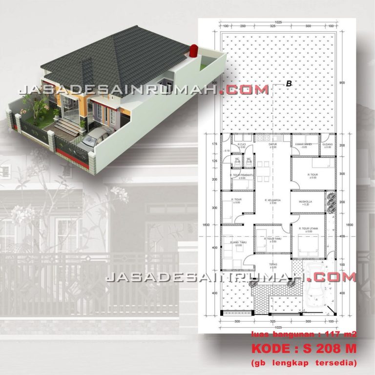 Desain Rumah Iklim Tropis Atap Limasan Lebar 10 meter | Jasa Desain ...