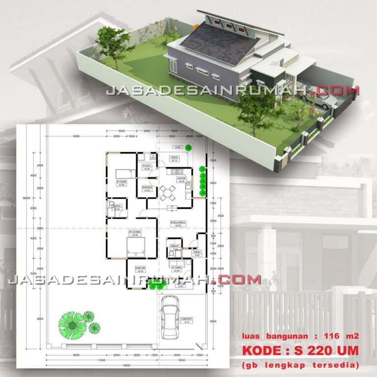 Desain Rumah Simple Modern Denah dan Atap Unik di Samarinda | Jasa ...