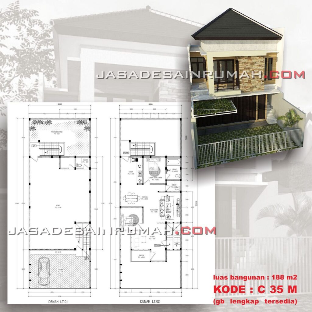 Ruko Modern 2 Lantai Rumah dan Ruang Usaha Atap Limasan | Jasa Desain ...