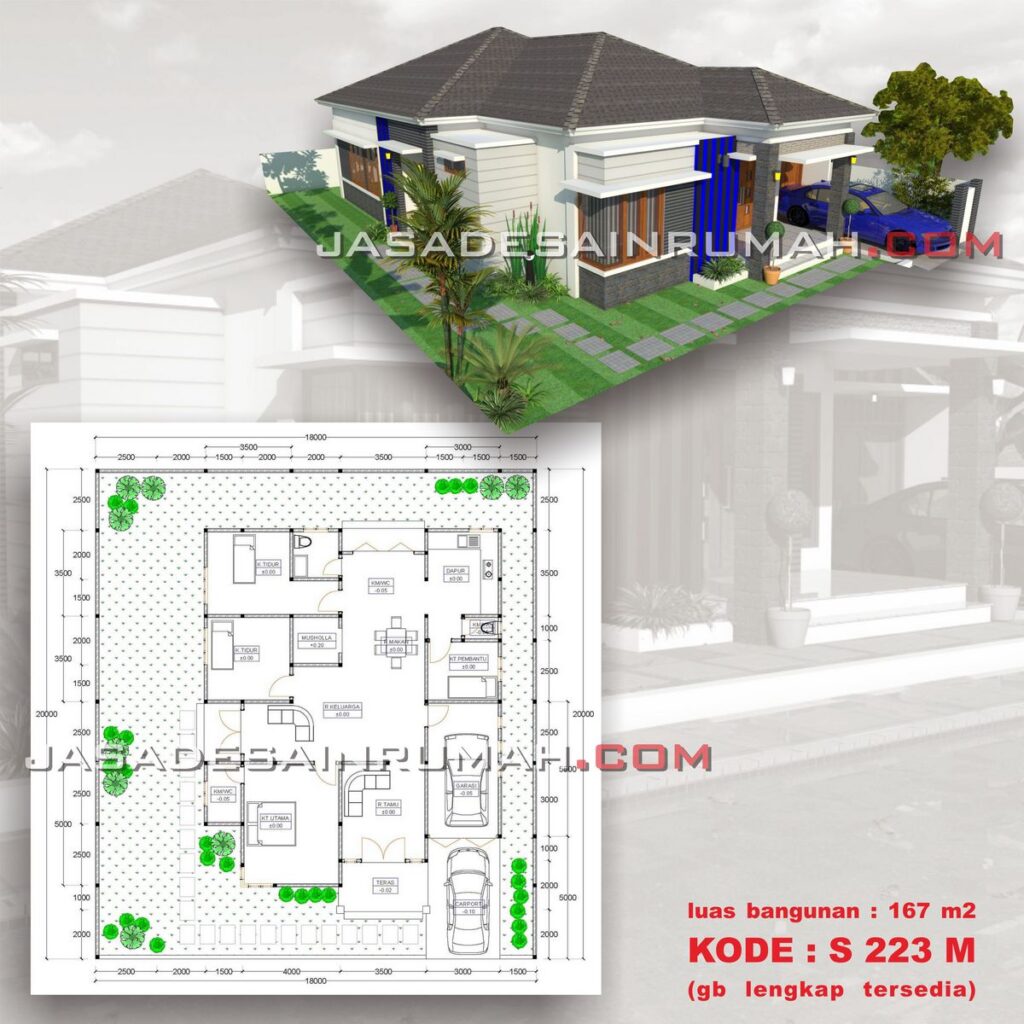 Model Rumah Minimalis 2 Muka Atap Limasan Tema Warna Biru | Jasa Desain ...